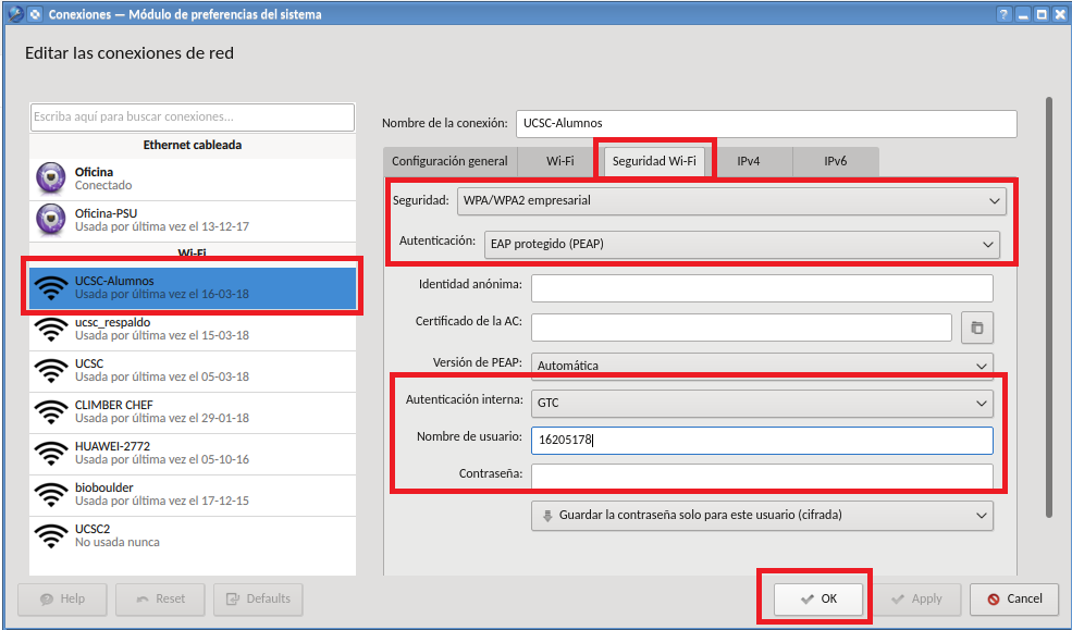 Sistema Operativo LINUX (Pc o Notebook) - Red WIFI UCSC